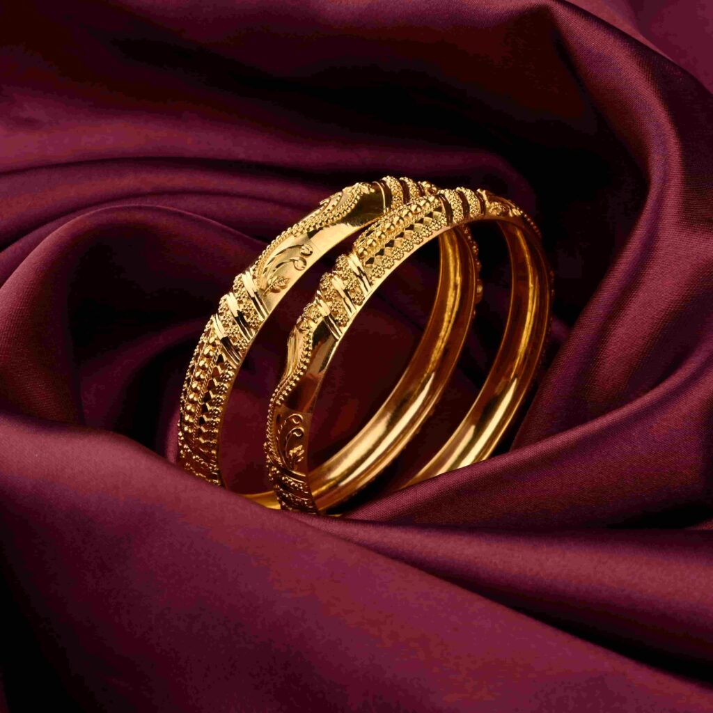 Half Round Gold Bangles - PNG